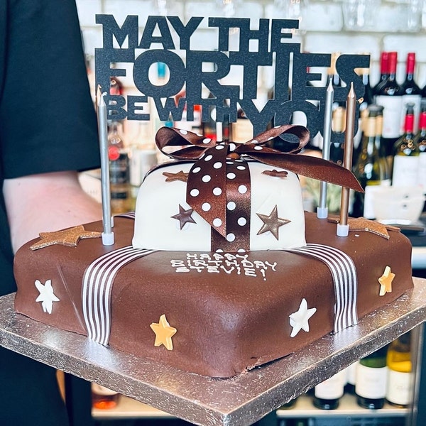 May the Forties Be With You 40th Birthday Cake Topper in Glitter Card ...