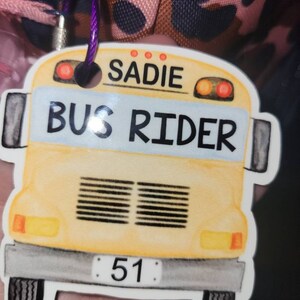 Personalized School Bus Rider ID Bag Tag/ Bus Rider Backpack Tag/bus ...