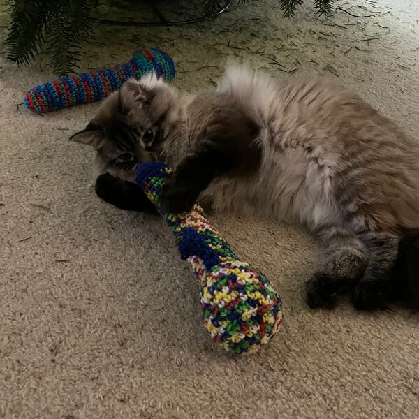 Catnip Bong Kicker, Catnip Crochet, Crochet Cat Kicker, Crocheted Cat ...