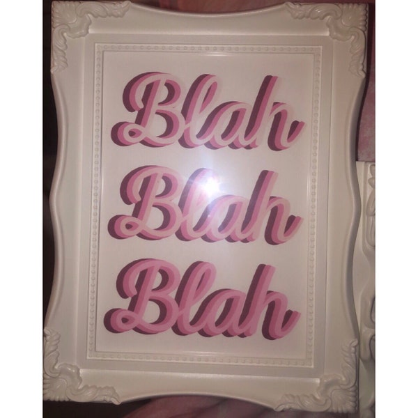 Blah Blah Blah, Art Print, Wall Art, Pink Print , Pastel Print, Wall ...