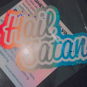 Holographic 90s Nostalgia Inspired Hail Satan Vinyl Sticker - Etsy