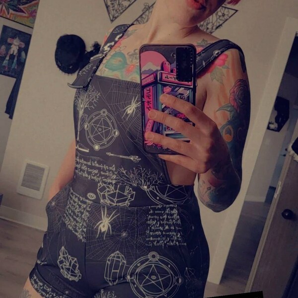 Witchy Shortalls, Black Shortalls, Overalls Women, Halloween Shortalls ...