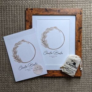 Boho Pampas Grass Baby Footprint Kit - Personalised, New Baby Keepsake ...