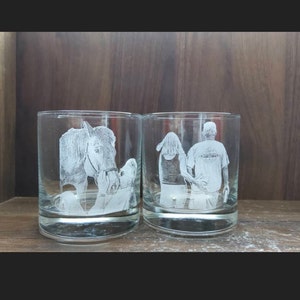 Etched Rocks Glasses whiskey Glass, Picture on Glass, Family Photo ...