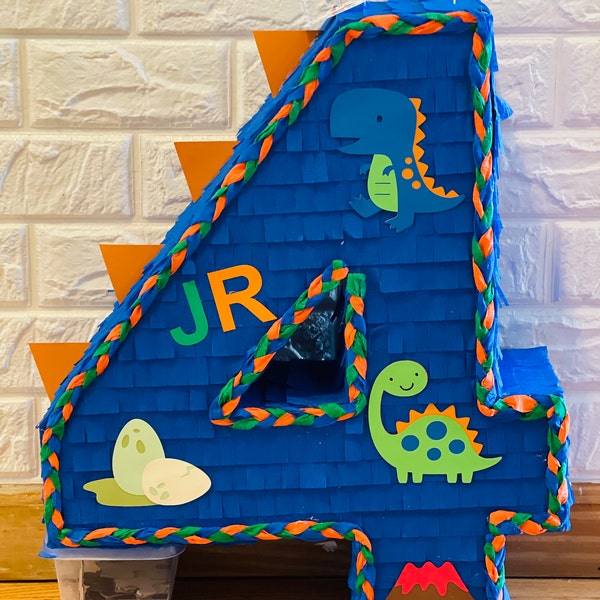 Number 4 Dinosaur Pinata, Custom Number Pinata & Personalized Number ...