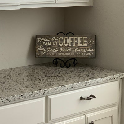 Personalized Coffee Shop Farmhouse Retro Style Wood Sign. 3 Sizes 9 ...