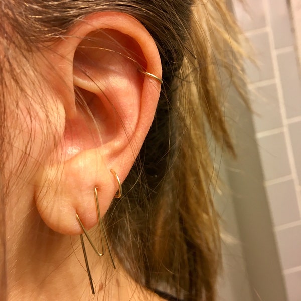 Double Piercing V Earrings - Minimalist Earrings, Threader Earrings ...