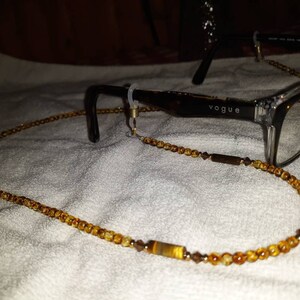 Shimmering Brown Tigereye Tortoise Shell Crystal Eyeglass Chain Holder ...
