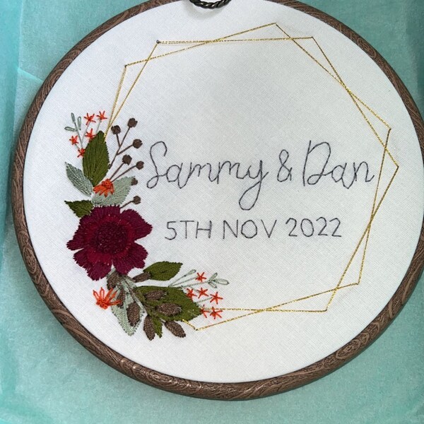 Custom Wedding Anniversary Embroidery Hoop - Cotton Anniversary Gift ...