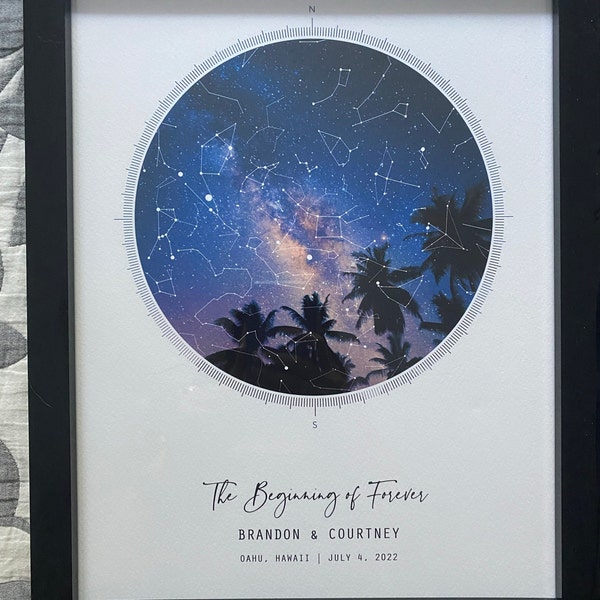 Night Sky Star Map Unique Birthday Gift Ideas for Wife | Unique Wedding ...