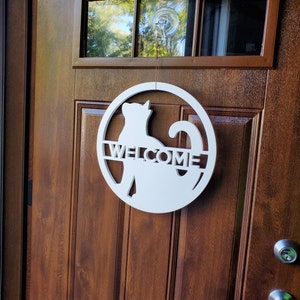 Cat Door Hanger, Cat Welcome Sign, Cat Home Decor, Custom Wreath Sign ...