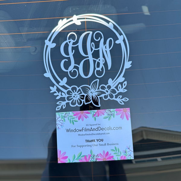 Custom Floral Vine Monogram Car Window Decal - Personalized Initials ...