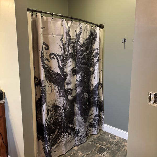 Creepy Demon Shower Curtain, Halloween Demon Skull Decor, Scary Skull ...