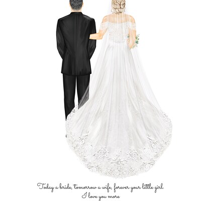Personalized Bride and Dad Portrait Art DIGITAL Father of the Bride ...
