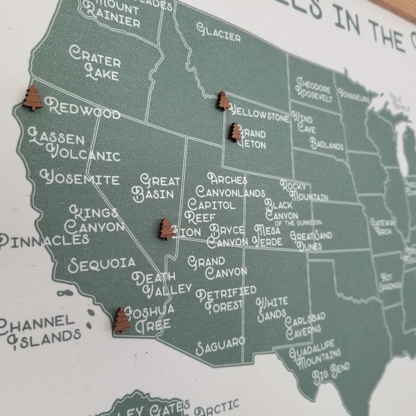 Wooden Pine Tree Push Pins: US Map Tacks, Office Decor, Handmade in the ...