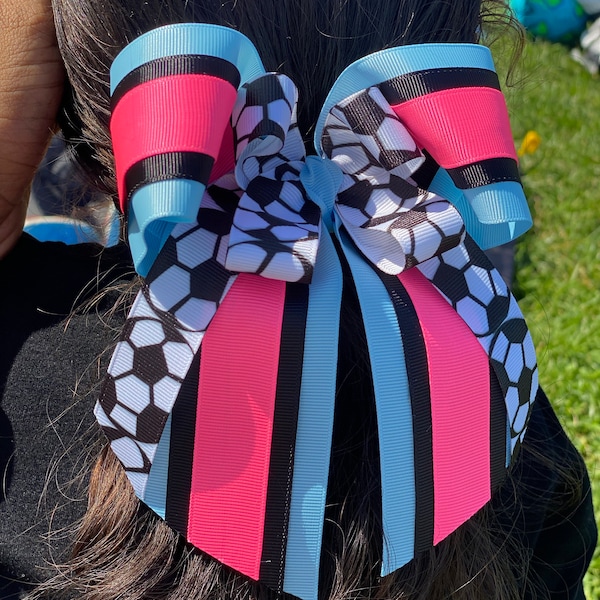 Soccer Hair Bow – Custom Team Colors, Sports Ribbon - Etsy
