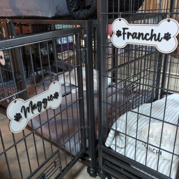 Walnut Personalized Crate Sign, Custom Dog Decor, Hanging Crate Tag ...