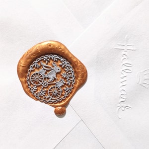Rabbit Wax Seal Stamp Kit, Garden Bike Bunny Wax Seal Kit, Envelope ...