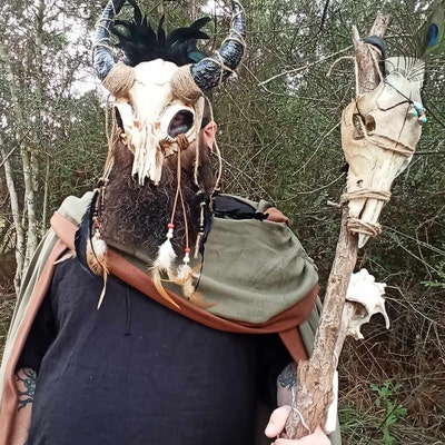Wicker Man Skull Headdress Gaelic Festival Samhain Pagan Ritual Horn ...
