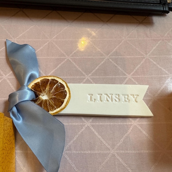 Handmade Clay Place Cards – Personalized Wedding Name Tags – Elegant ...
