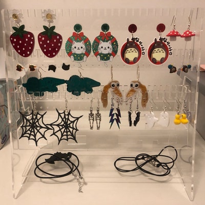 Double Sided Earring Holder Large Matt Black Acrylic - Etsy