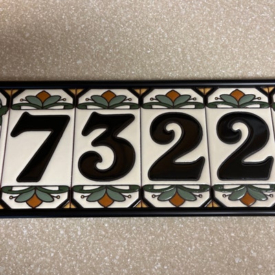 House Numbers Address Tiles Framed Set Custom Address Tiles Sign Hand ...