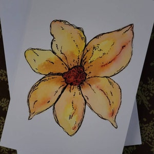 Hand Painted Flower Card, Watercolor Flower Card, One of A Kind Card - Etsy
