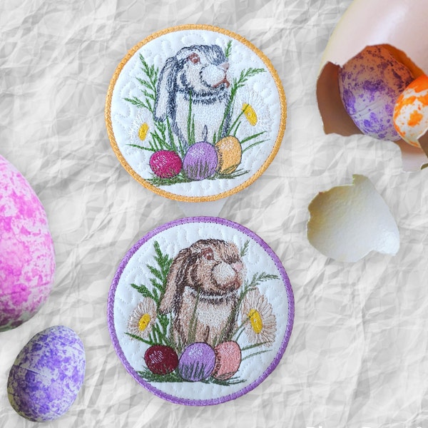 Machine Embroidery Easter Bunny With Meadow Flowers, Daisies. 5 Sizes ...