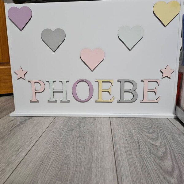 Wooden Toy Box Sign & Embellishments. Pastel Name. Toy Box Decor. Wall ...