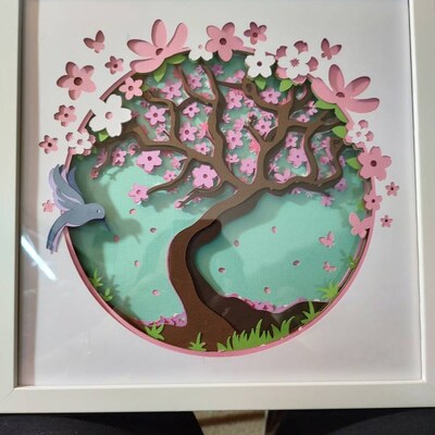 3D Cherry Blossom Shadow Box, Spring Shadow Box, Japanese Cherry Tree ...