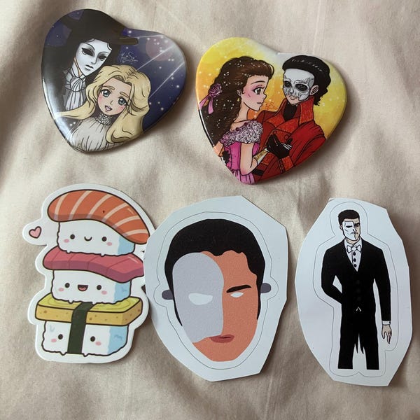 Phantom of the Opera Couple Heart Buttons - Etsy