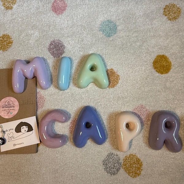 Ceramic Bubble Letters-ceramic Bubble Letter: Colorful Handmade ...