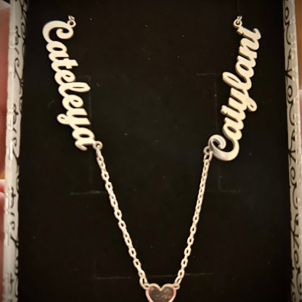 Two Name Necklace With Heart, Multiple Name Necklace, 2 Names Necklace ...
