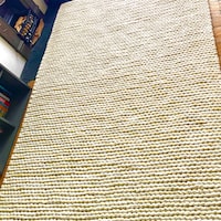 The Indoor Store - Hand Woven Chunky Wool Area Rug, Ivory/off-white ...