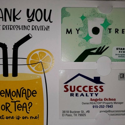 SET of Thank You for the Refreshing Review Gift Card and Business Card ...