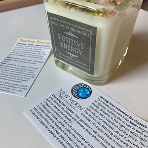 Positive Energy Candles Crystal & Herb Candle Soy Aromatherapy Candle W ...