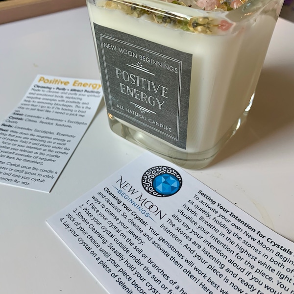 Positive Energy Candles - Crystal & Herb Candle - Soy Aromatherapy ...
