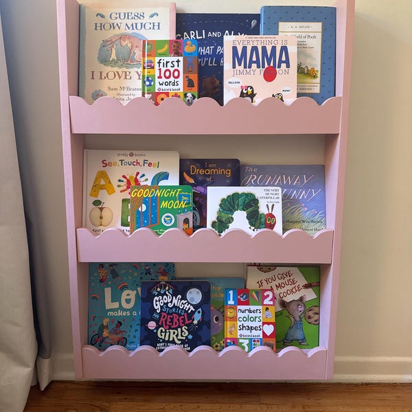 Scalloped Montessori Children's Bookcase – Charming Scallop Shelf for ...