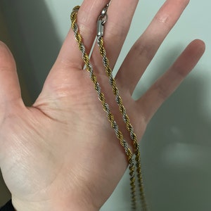 Rope Chain Necklace Gold and Silver Mixed on Stainless Steel , 2 Mm 4 ...