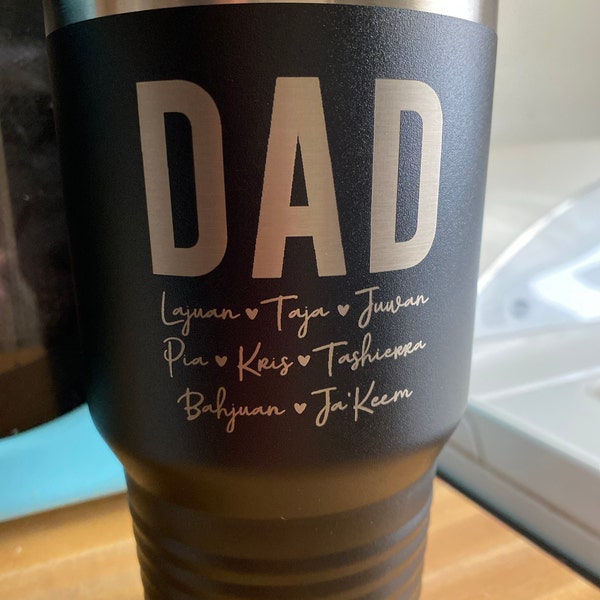 Dad Tumbler With Kids Names, Personalized Dad Cup, Daddy Tumbler, Dad ...