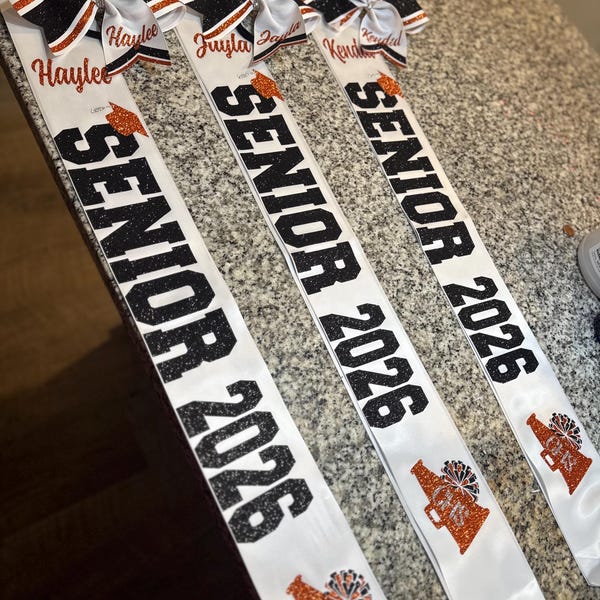 Senior Sash Cheerleading and Senior Cheer Hairbow Customized in Your ...