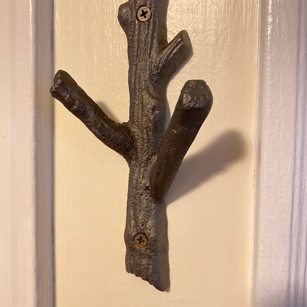Cast Iron Tree Branch Hook, Wall Hooks, Bathroom Hooks, Towel Hooks ...