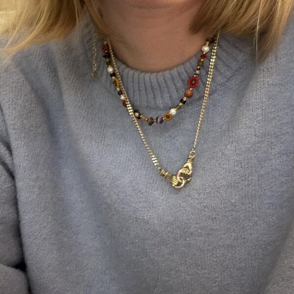 Clementine Necklace | Delicate Autumn Beaded Flower Necklace | Dainty ...