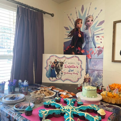 Frozen Elsa Anna Kristoff Sven Olaf Welcome Birthday Sign Frozen Door ...