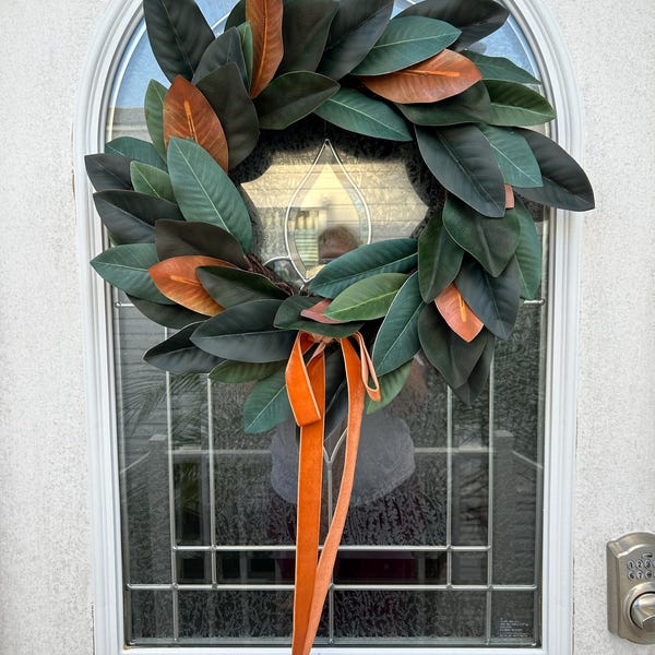 Neutral Fall Corn Husk and Pampas Grass Wreath, Camel Caramel Orange ...