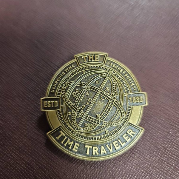Steampunk Badge Time Traveler Brooch Pin Secret Society Larp - Etsy