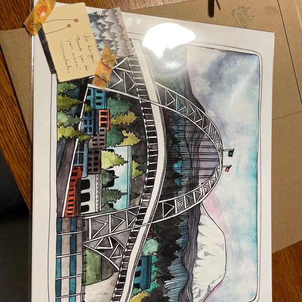 Art Portland Art Portland Bridge Art 405 Bridge Illustration Art Print ...