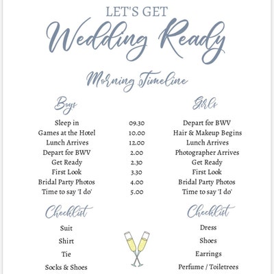Editable Wedding Morning Timeline Template let's Get Wedding Ready ...