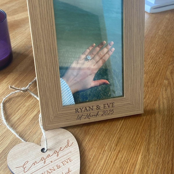 Engagement Photo Frame & Plaque, Engagement Gift, Personalised Gift for ...