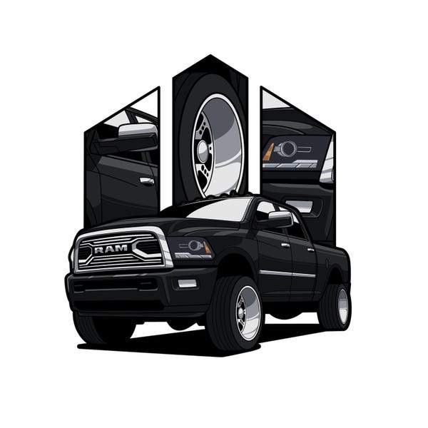 Truck Illustration, Custom Truck Poster, Truck Portrait, Truck Art ...